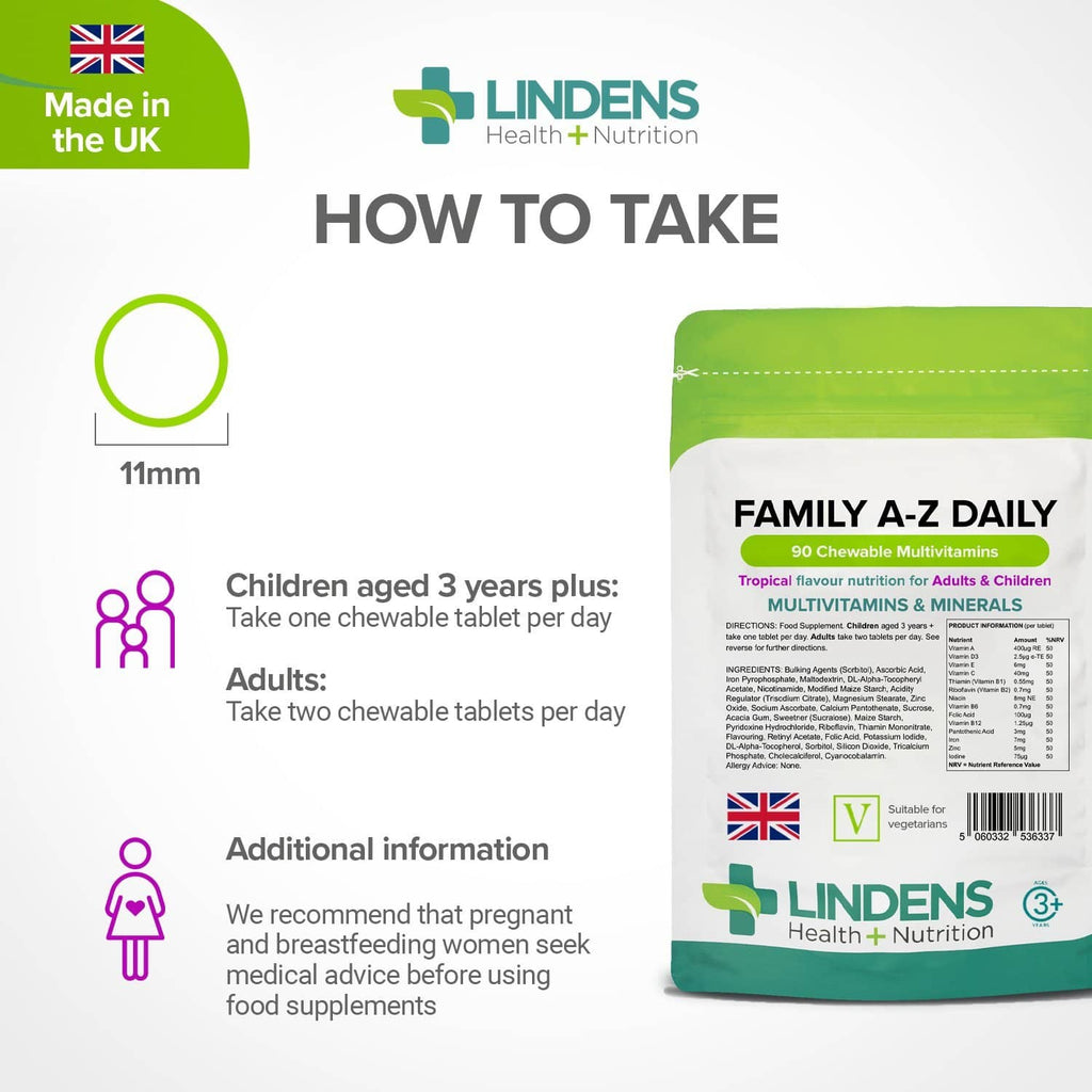 Family A-Z Daily Multivitamin Chewable Tablets 90 Pack 100% Vegetarian ...