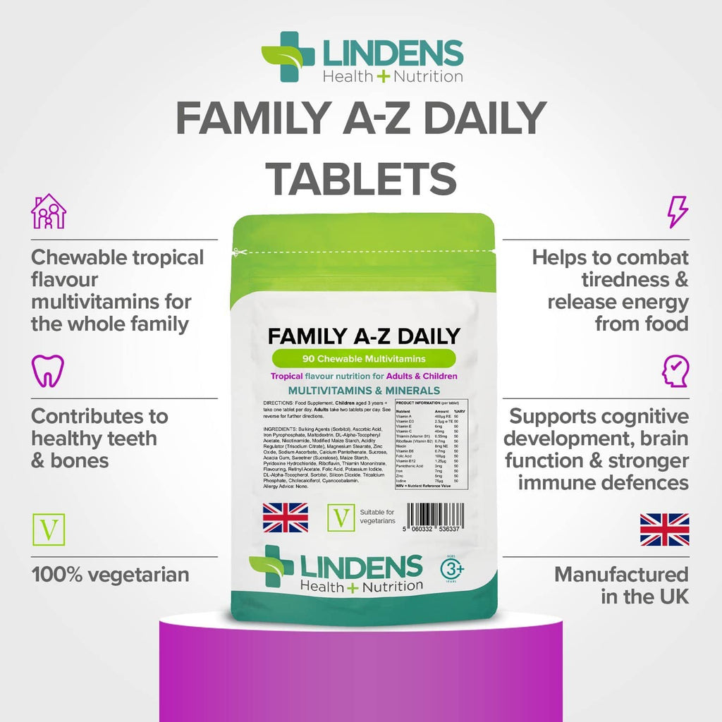 Family A-Z Daily Multivitamin Chewable Tablets 90 Pack 100% Vegetarian ...